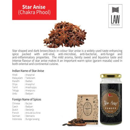 LAW of Spices - Dried Star Anise Whole (Badhiyan Fool, Chakri Phool ...