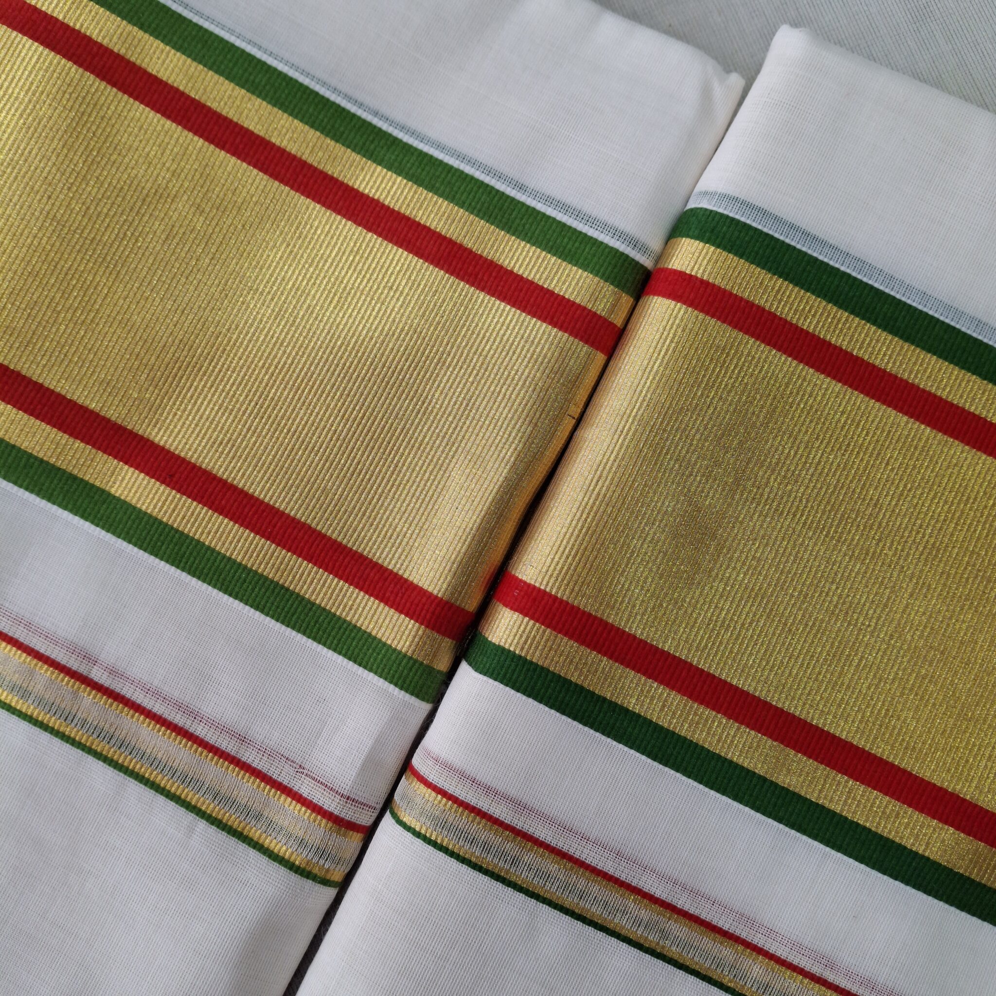 Kerala Handloom Set Mundu with Multicolor Borders (20) - weaveskart ...