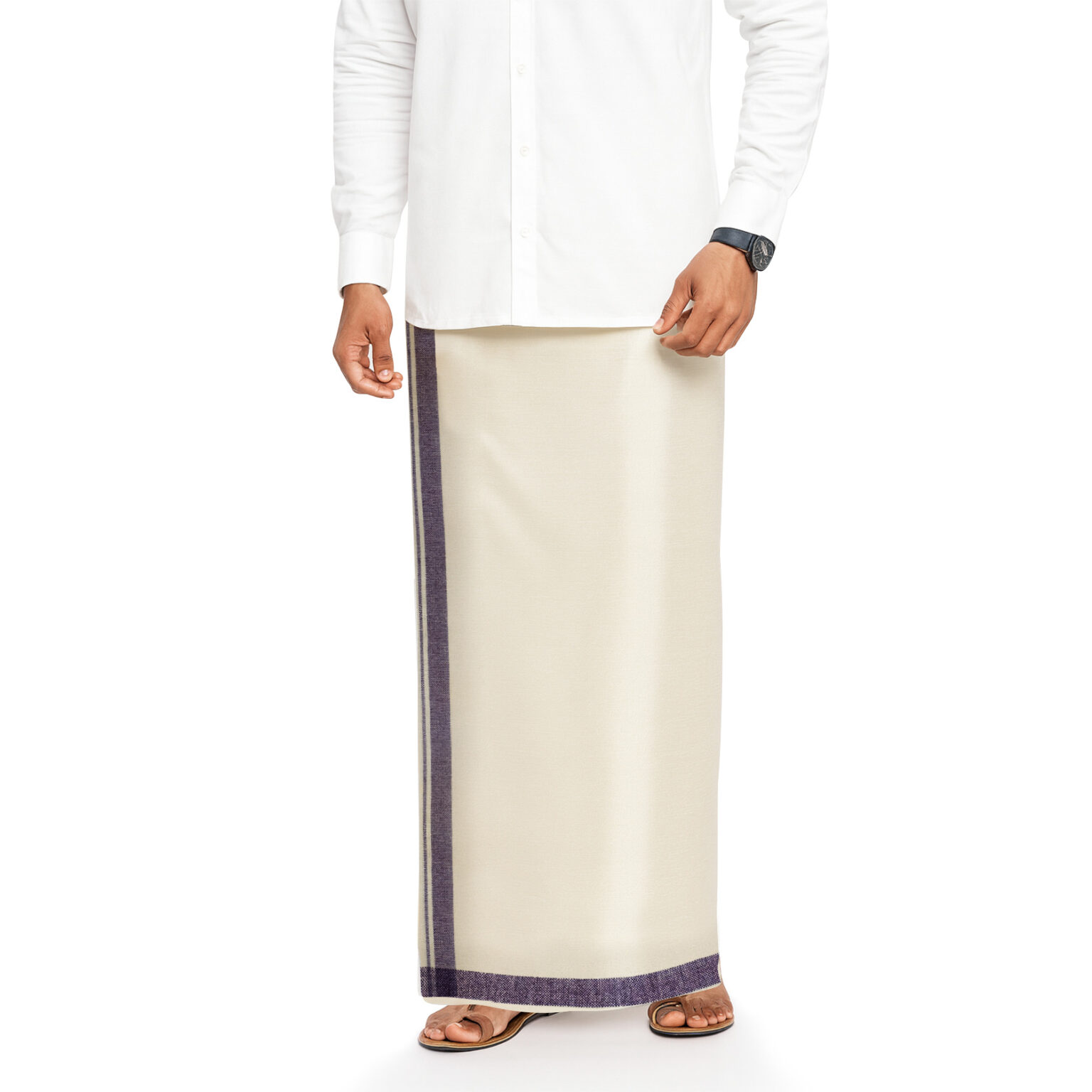 Bengal Khadi Muslin Violet Stripes Dhoti (2) - weaveskart (LAW India ...